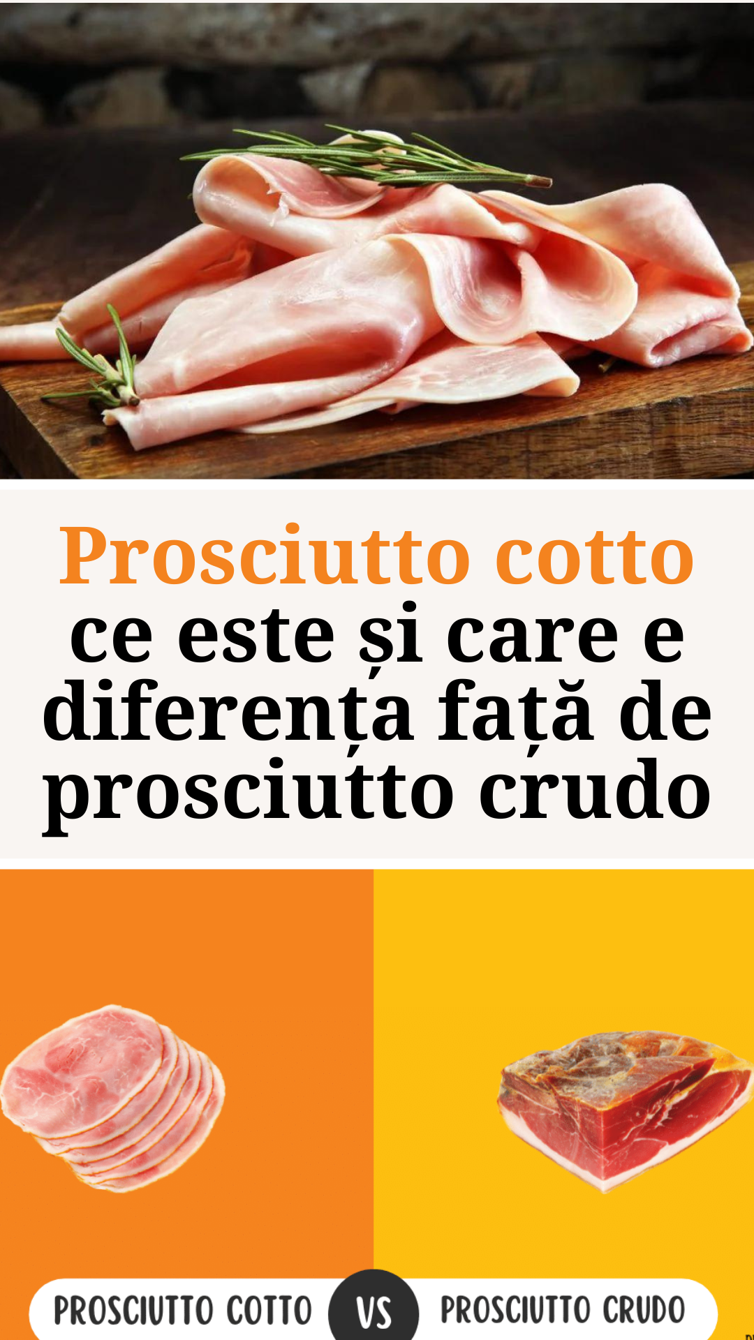 Prosciutto cotto: ce este și care e diferența față de prosciutto crudo